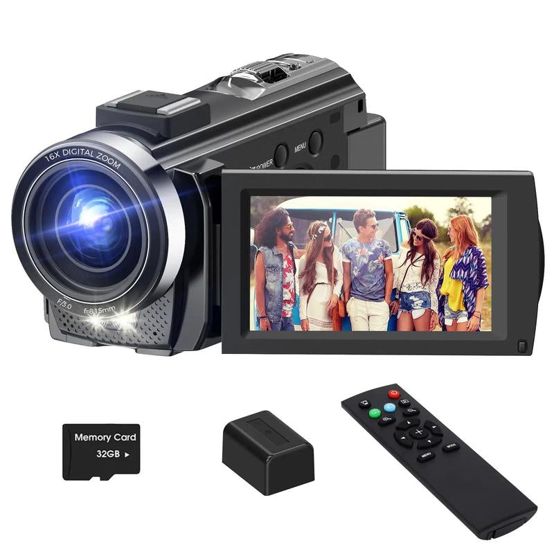 Full HD 1080P Video Camcorder, Includes Remote & 32GB Memory Card ...