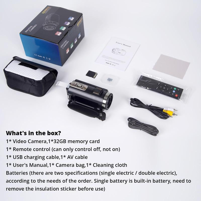 Full HD 1080P Video Camcorder, Includes Remote & 32GB Memory Card ...