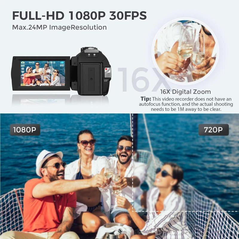 Full HD 1080P Video Camcorder, Includes Remote & 32GB Memory Card ...